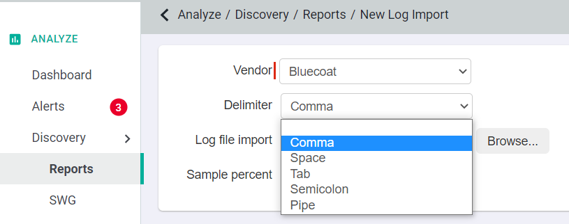 Uploading logs manually for Shadow IT Discovery